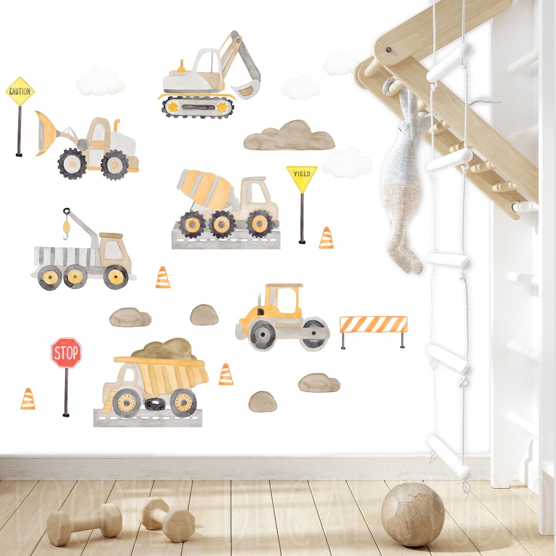 Construction Fabric Wall Decal, Truck Removable and Reusable Stickers, Boys Nursery Decor - Etsy