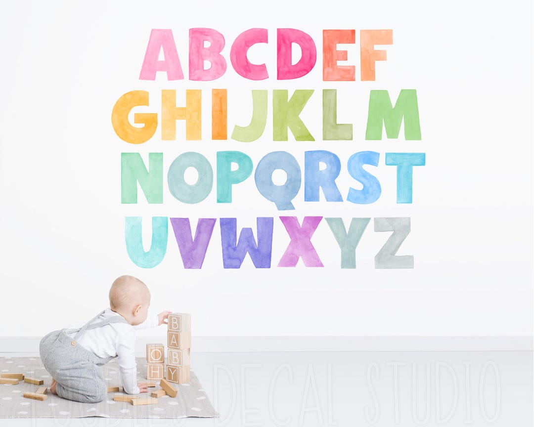Fabric Wall Decals, Uppercase Alphabet Stickers, Girls Wall Art ...