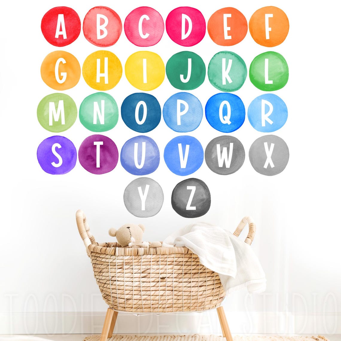 Rainbow Alphabet Dot Fabric Wall Decals: Nursery Playroom Decor - Etsy