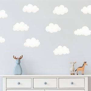 10 SMALL Clouds Fabric Wall Decal for Nursery Pvc-free Reusable Wall ...