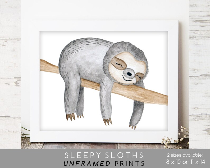 Sloth Art Prints Kids Animal Wall Art Cute Nursery Decor - Etsy