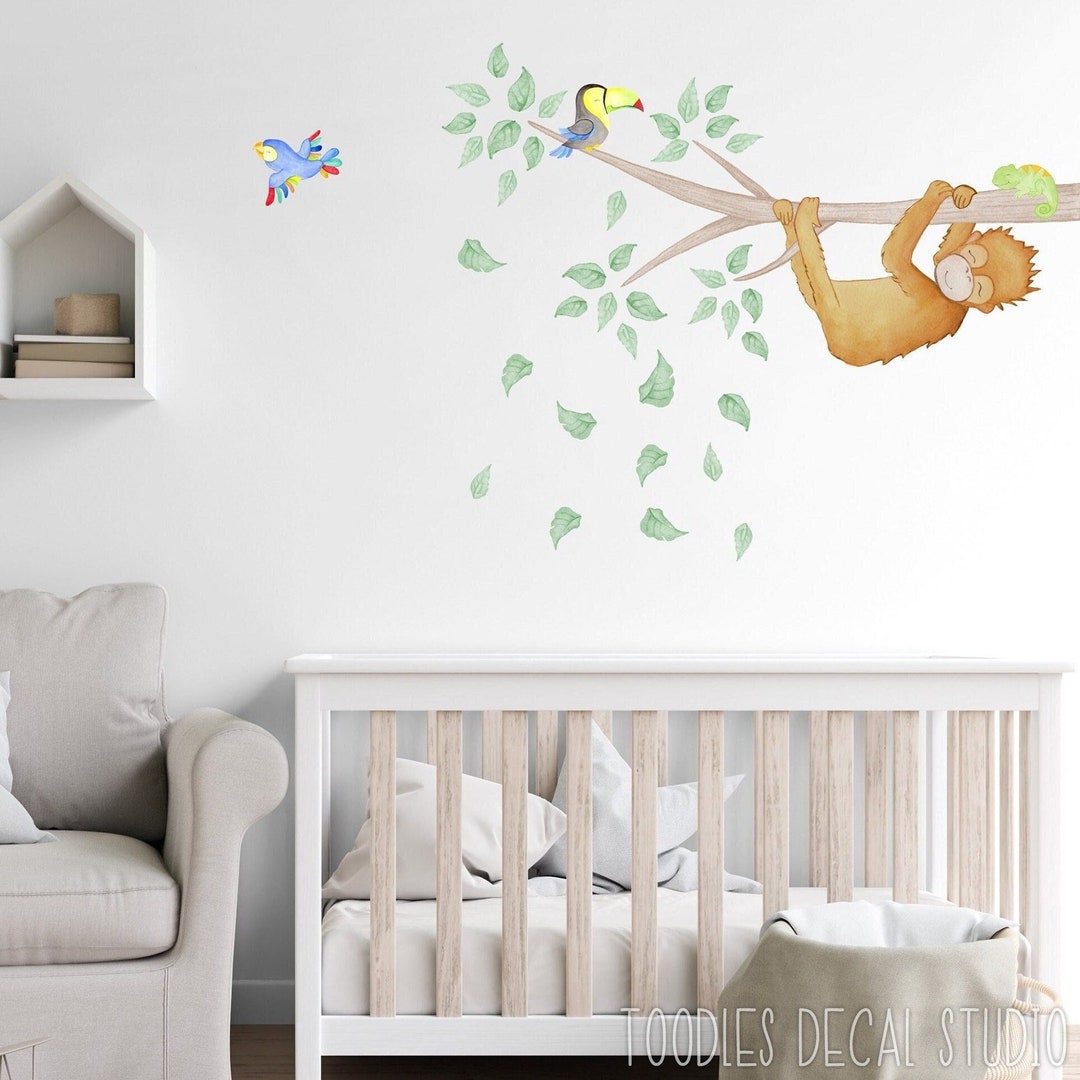 ORANGUTAN Fabric Wall Decal, Jungle Wall Stickers, Monkey Nursery Decor ...