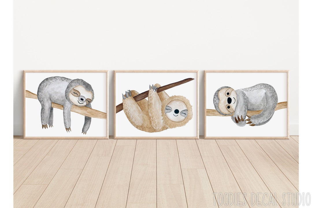 Sloth Art Prints Kids Animal Wall Art Cute Nursery Decor - Etsy