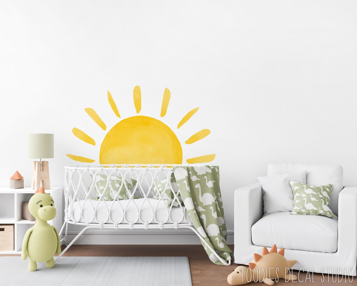 Watercolor SUN Fabric Wall Decal Large Sun Wall Sticker - Etsy