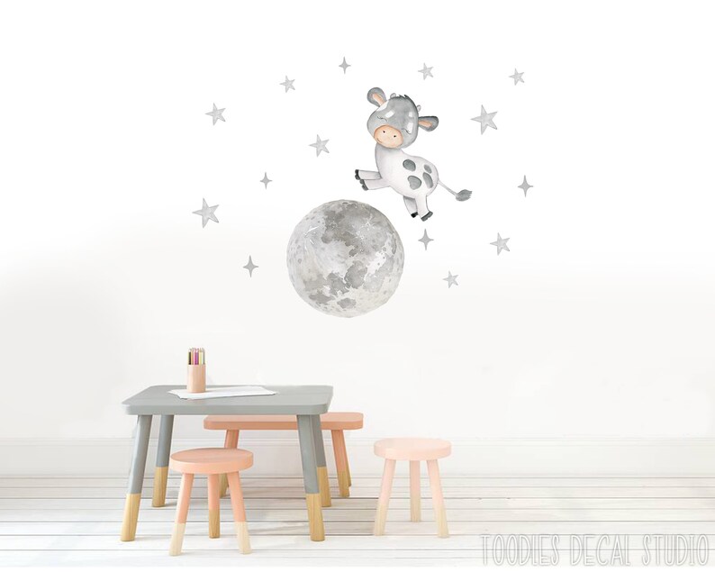 COW Fabric Decal Cow Jumped Over Moon Nursery Decor - Etsy