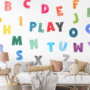 Uppercase Letters Playroom Decals, Fabric Wall Decal, Repostitionable ...