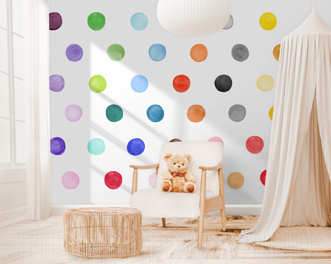 Large Rainbow DOTS, Fabric Wall Decals, Nursery Decor Stickers, Toodles ...