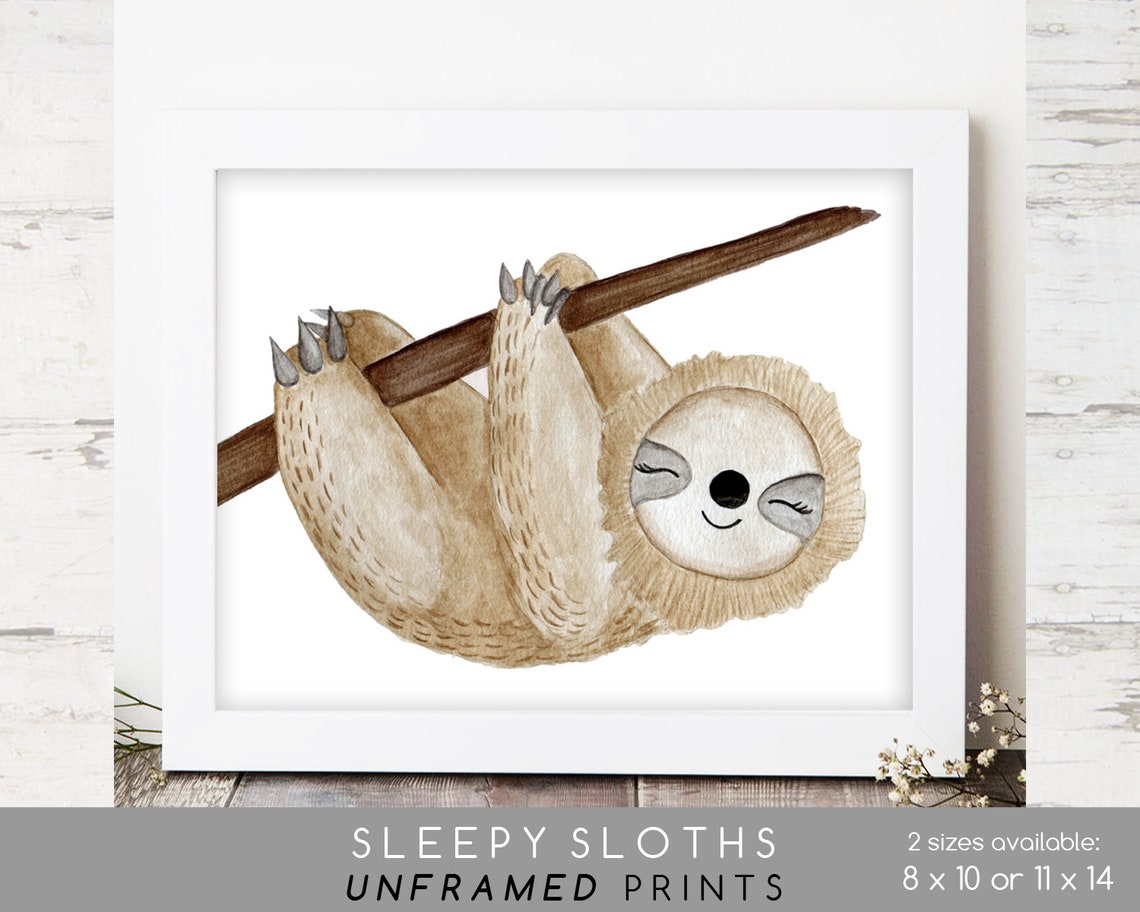 Sloth Art Prints Kids Animal Wall Art Cute Nursery Decor - Etsy