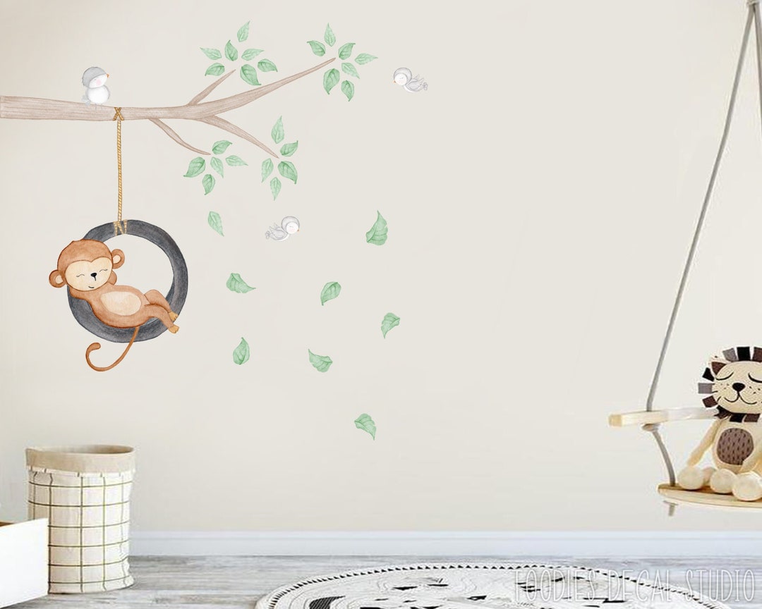 Watercolor MONKEY Fabric Wall Decal Toodles Decal Studio - Etsy