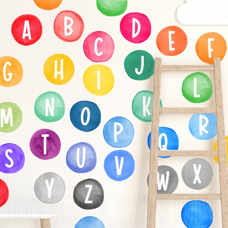 Rainbow Alphabet Dot Fabric Wall Decals: Nursery Playroom Decor - Etsy