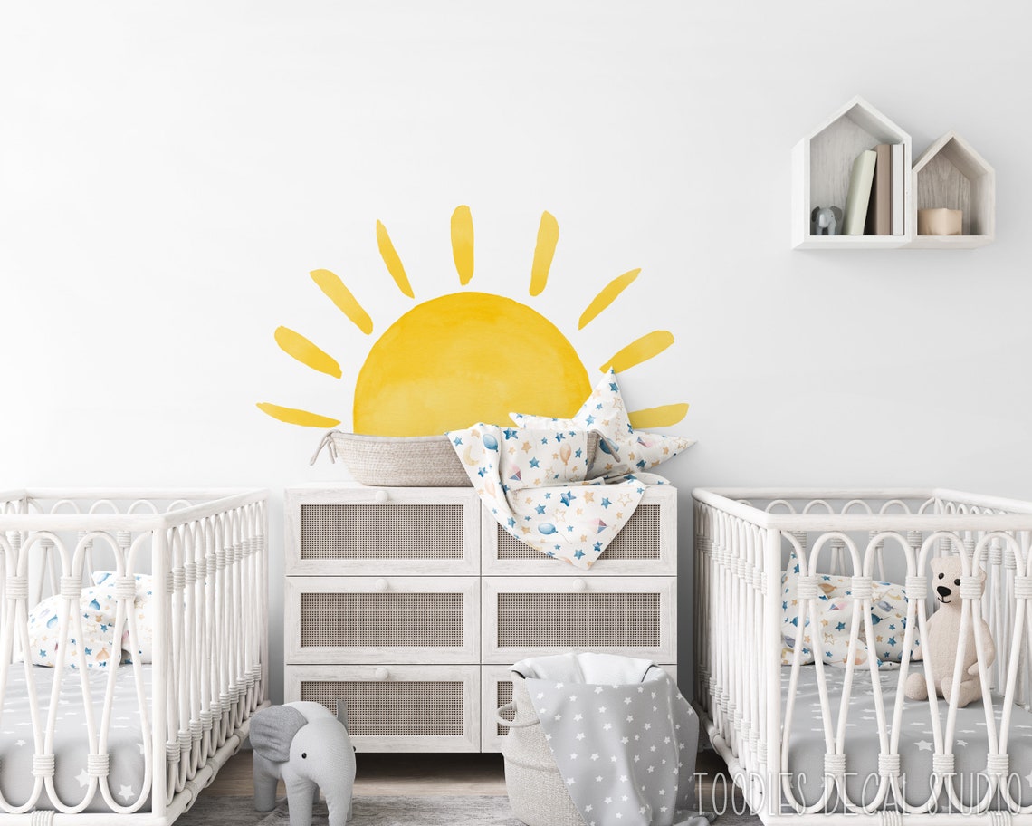 Watercolor SUN Fabric Wall Decal Large Sun Wall Sticker - Etsy