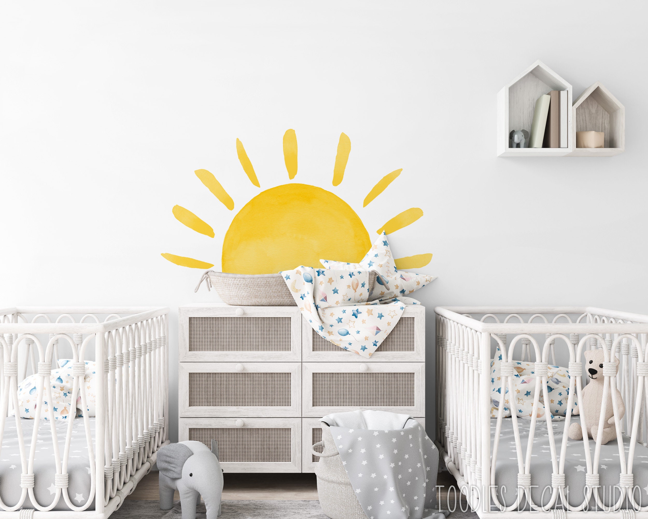 Watercolor SUN Fabric Wall Decal Large Sun Wall Sticker - Etsy