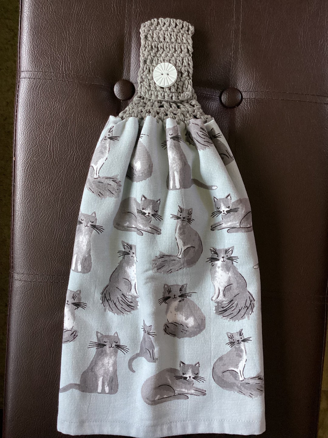 Hanging Kitchen Towel Cats Cat Cute Cats Crochet Top Towel Double and ...