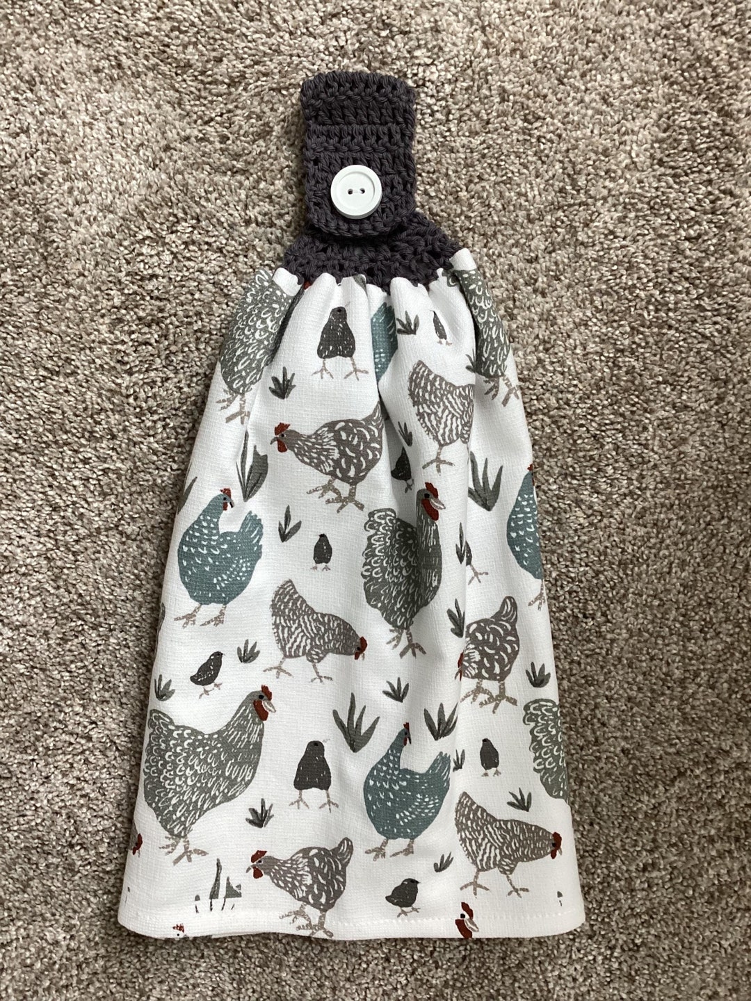 Hanging Kitchen Towel Crochet Top Towel Rooster Chicken Farm Bird ...