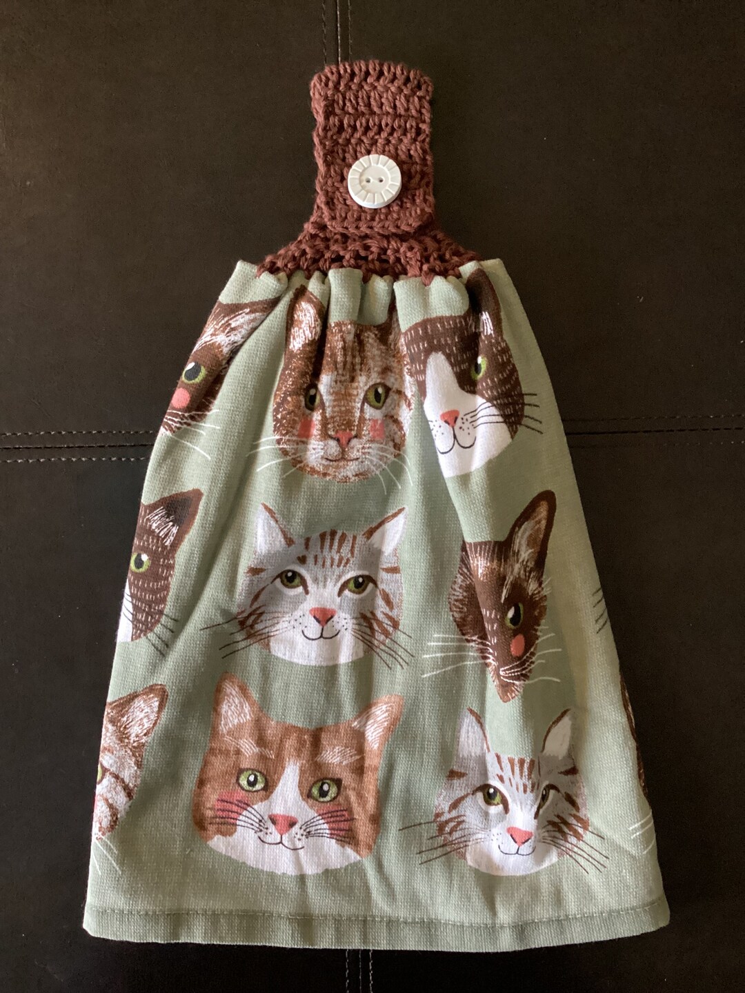 Hanging Kitchen Towel Cats Cat Faces Cute Cat Faces Crochet Top Towel ...