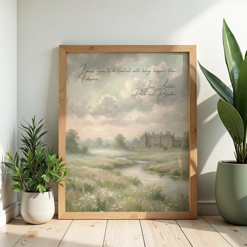 Jane Austen Quote Print, Pride and Prejudice Wall Art, Vintage ...