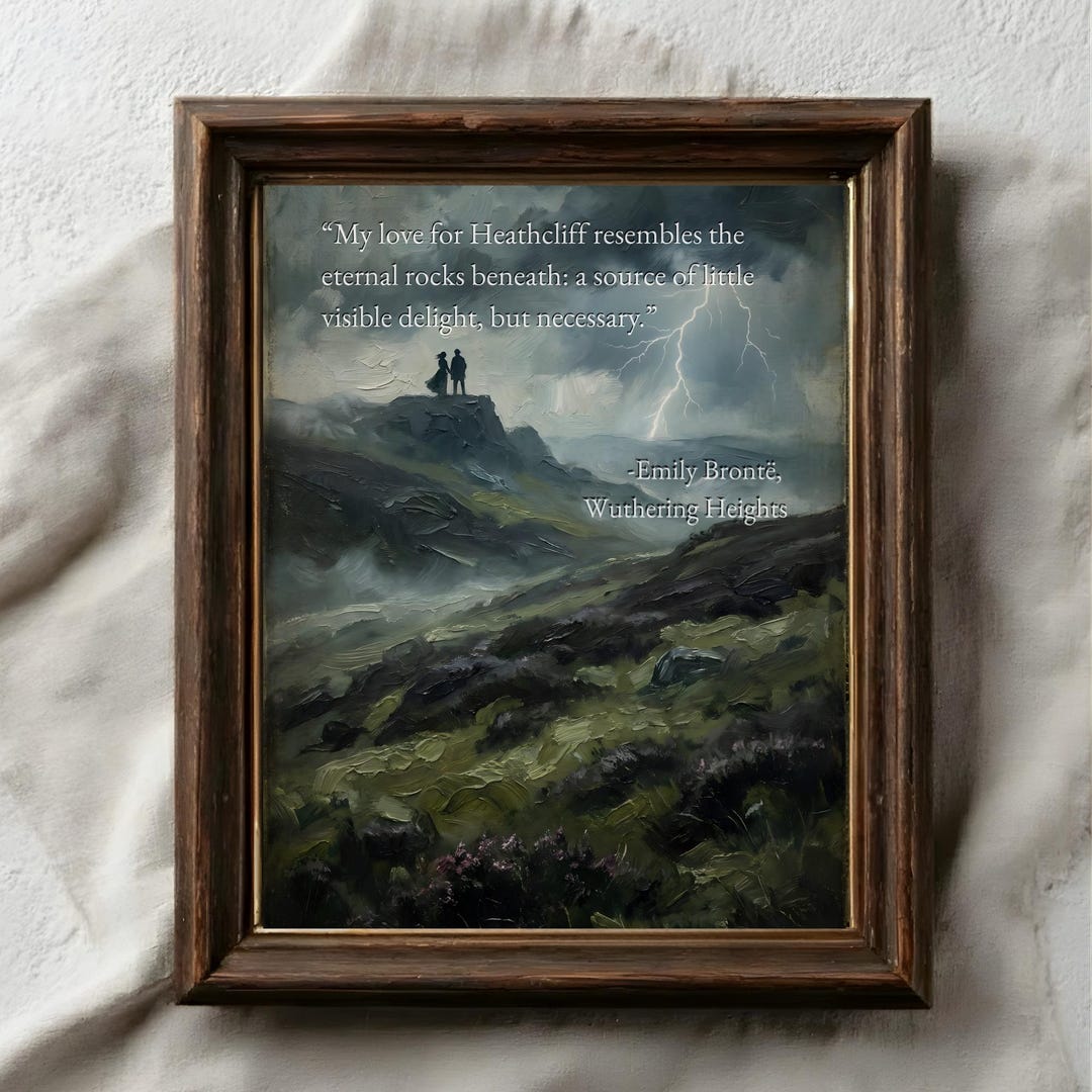 Wuthering Heights Print | Emily Bronte Quote Wall Art | Moody Vintage ...