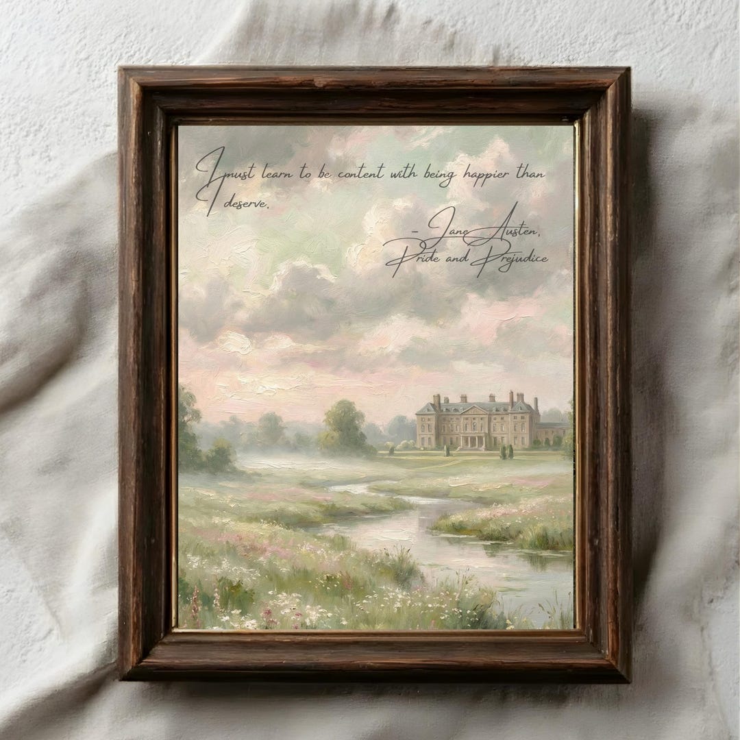 Jane Austen Quote Print, Pride and Prejudice Wall Art, Vintage ...