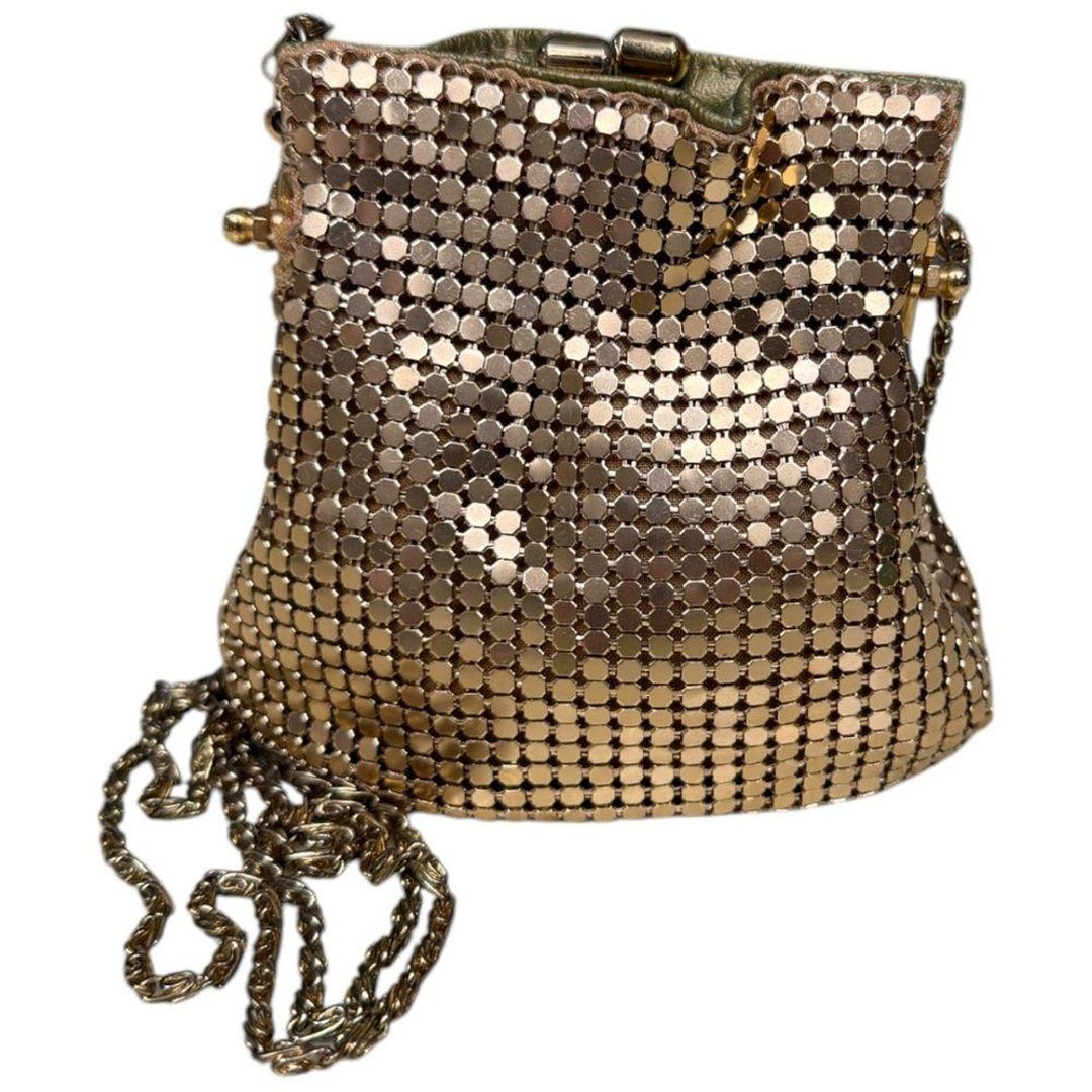 Vintage Gold Mesh Evening Mini Frame Bag With Chain Strap - Etsy