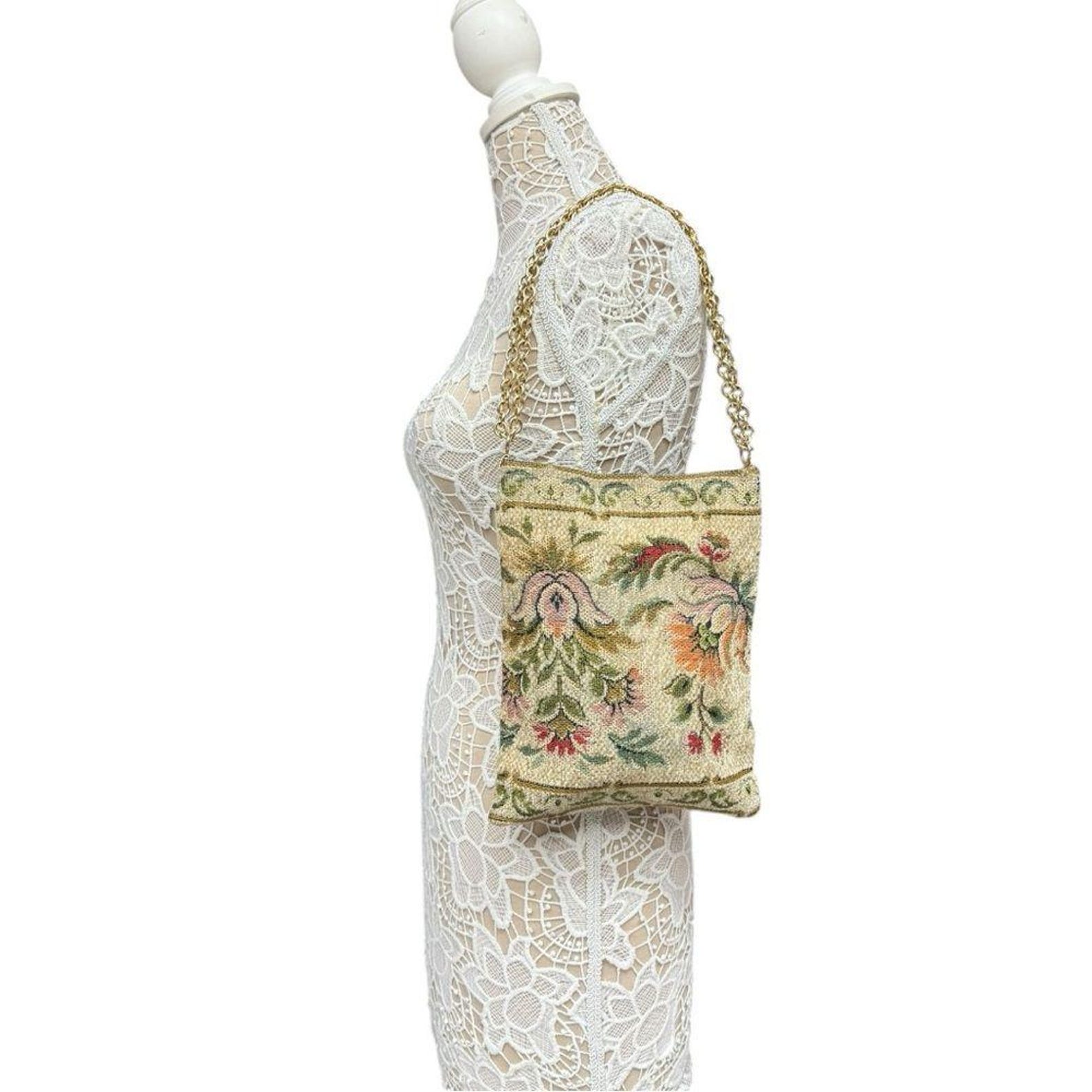 Lesco Lona 1950s Made in Italy Floral Tapestry Shoulder Bag Boho Pouch ...