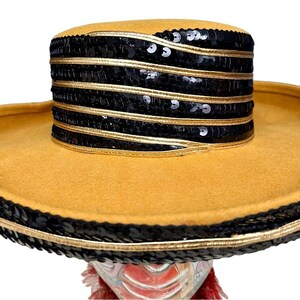Deborah New York Yellow Sequin and Felt Statement Hat - Etsy