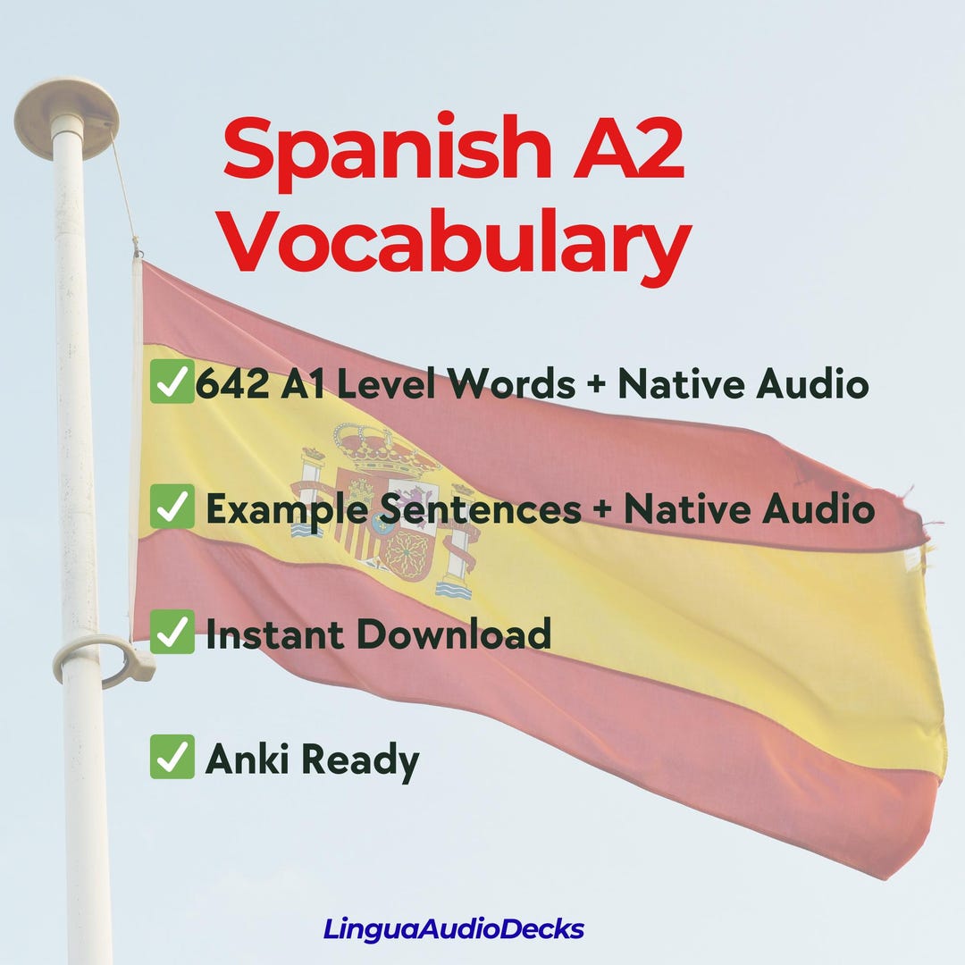 Spanish A2 Vocabulary (part 2) Anki Deck With Native Audio and Example ...
