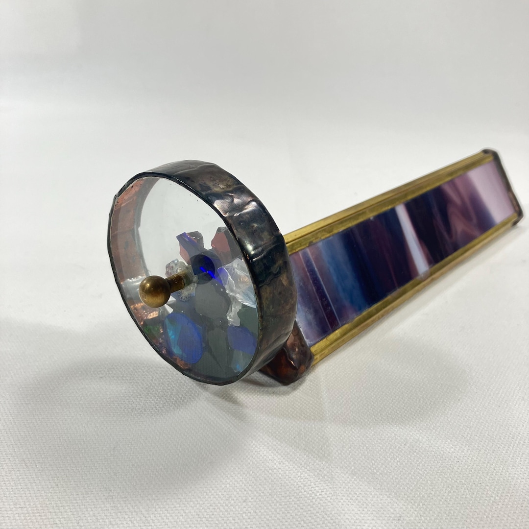 Vintage Purple Slag Glass Art Kaleidoscope Signed by Neil Barkschat ...