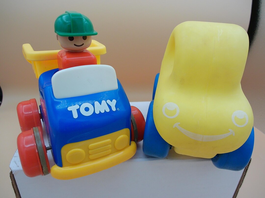 Vintage Little Tikes Yellow Cherry Picker Truck & Tomy Push'ngo Dump ...