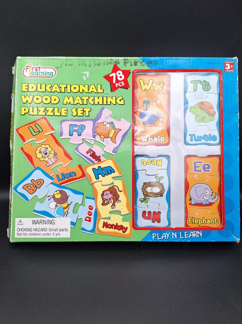 Educational Wood Matching Puzzle Set for Kids - 78 Piece Alphabet ...