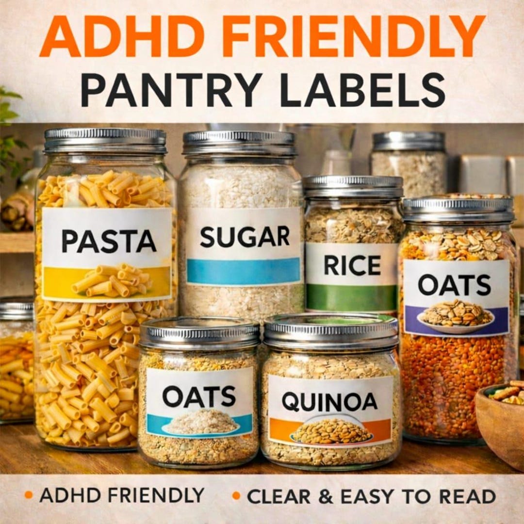 ADHD Friendly Pantry Labels | Easy-read Kitchen Organization (printable ...
