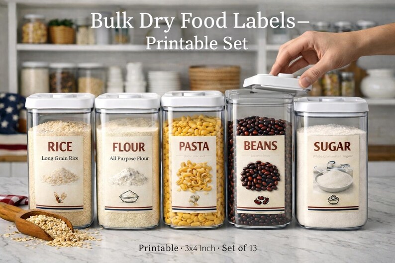 Pantry Jar Labels | Minimalist Kitchen, Bulk Food Storage (digital ...