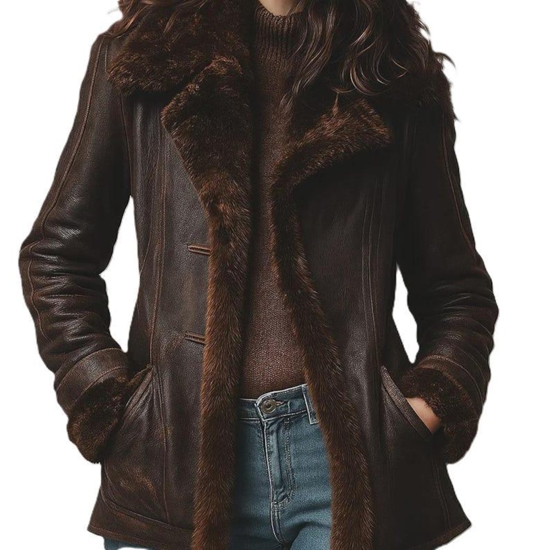 Blouson En Peau Retourne Femme