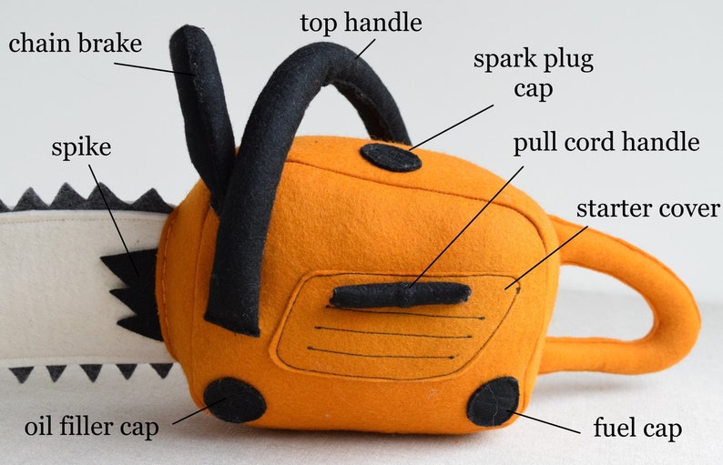 PDF Sewing PATTERN - Chainsaw Felt Soft Toy Tutorial - DIY Plush Toy ...