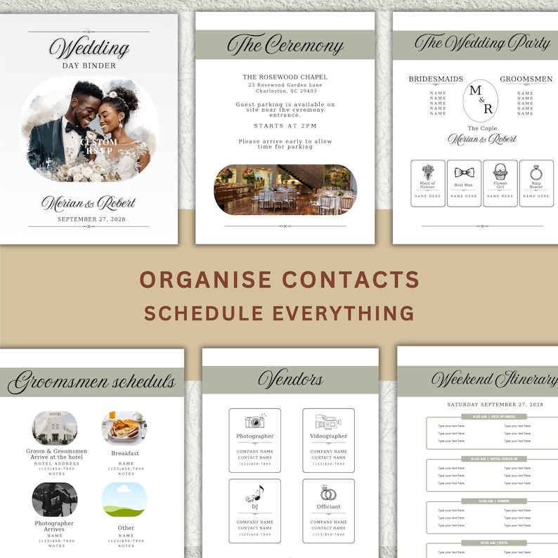 Elegant Wedding Binder Template | Editable Canva Planner (digital ...