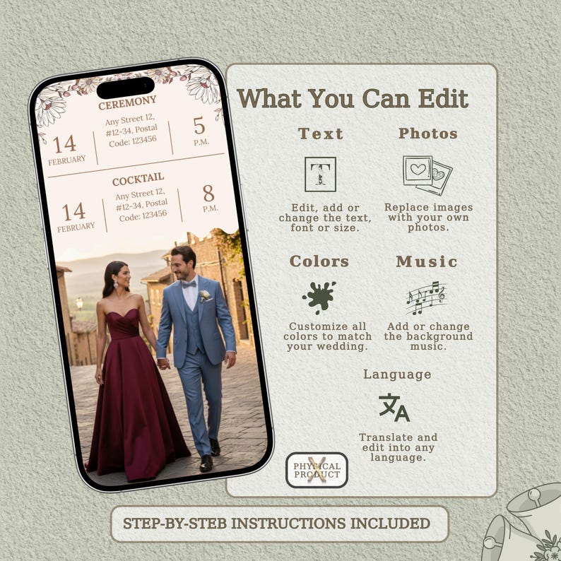 Video Wedding Invite: Elegant Invitation, RSVP, Digital Download (canva ...