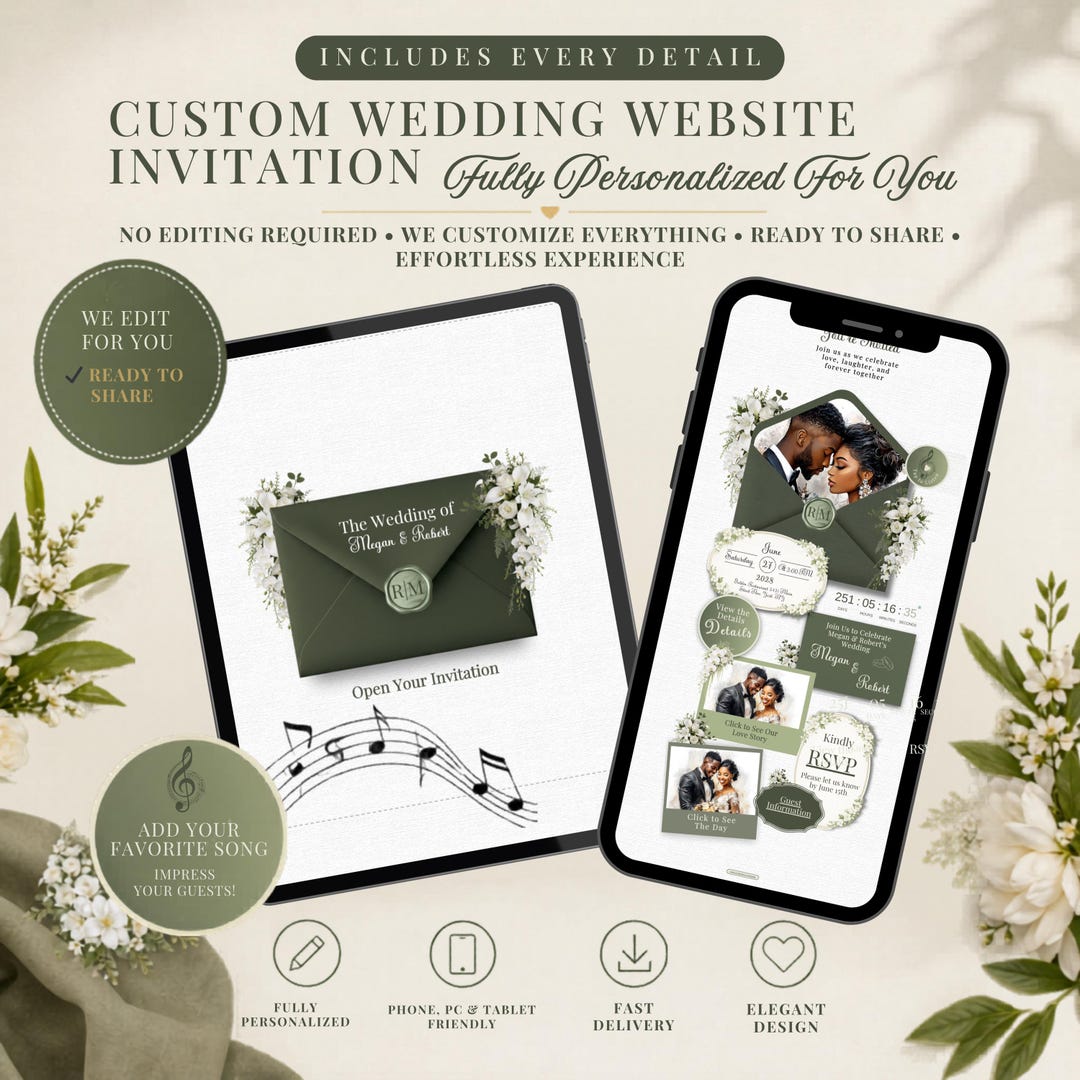 Custom Wedding Website Invitation, Elegant RSVP, We Design for You ...