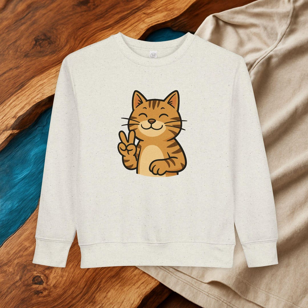 Peace Sign Ginger Tabby Cat Toddler Sweatshirt | Cute Kitty ...