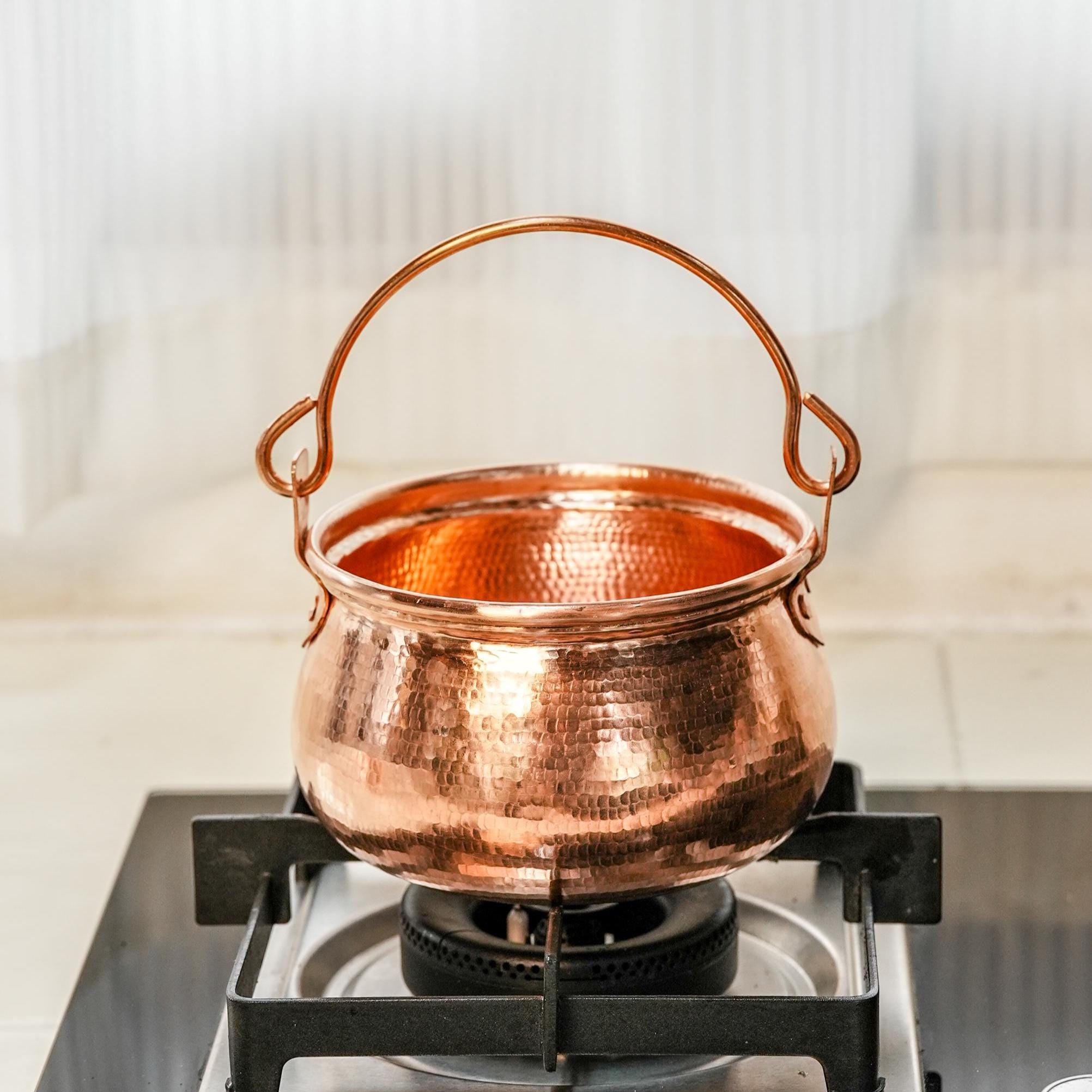 Hand Hammered Copper Cooking Pot With Mushroom Brass Knob Lid, Small ...