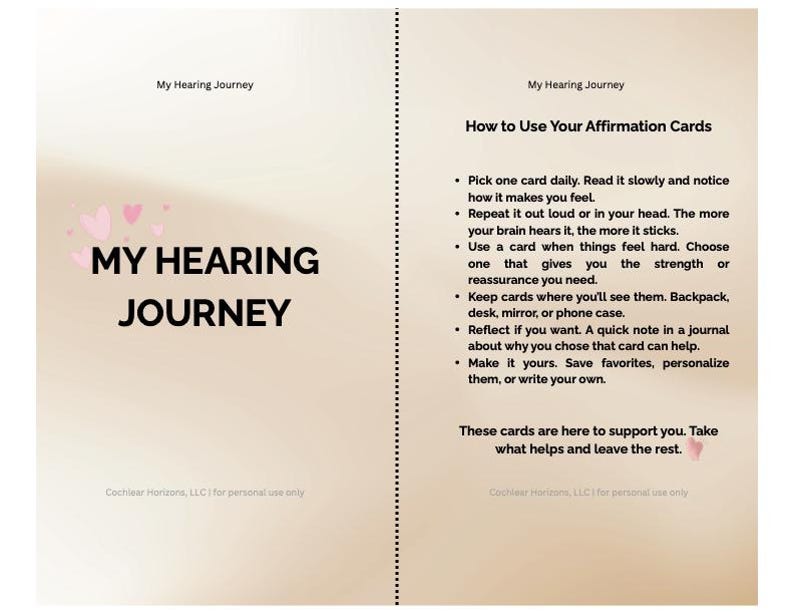 Hearing Loss Affirmation Cards for Teens | Digital Printable | Mental ...
