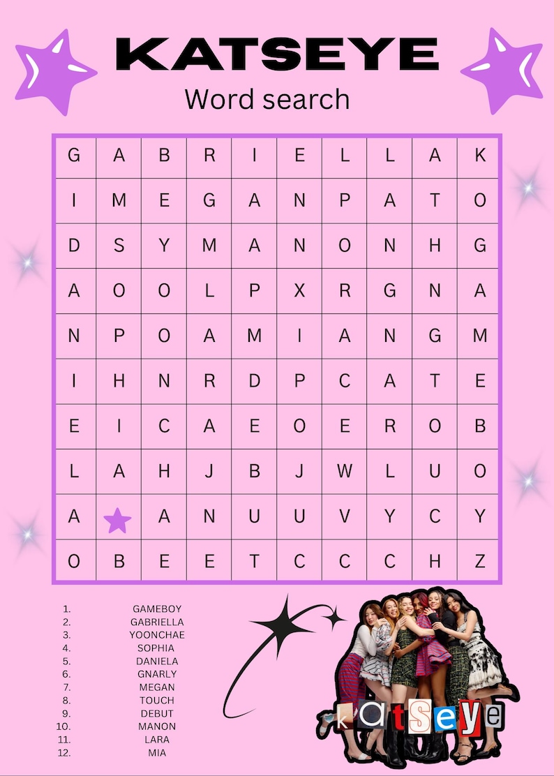 KATSEYE Word Search Printable (PDF File) - Etsy