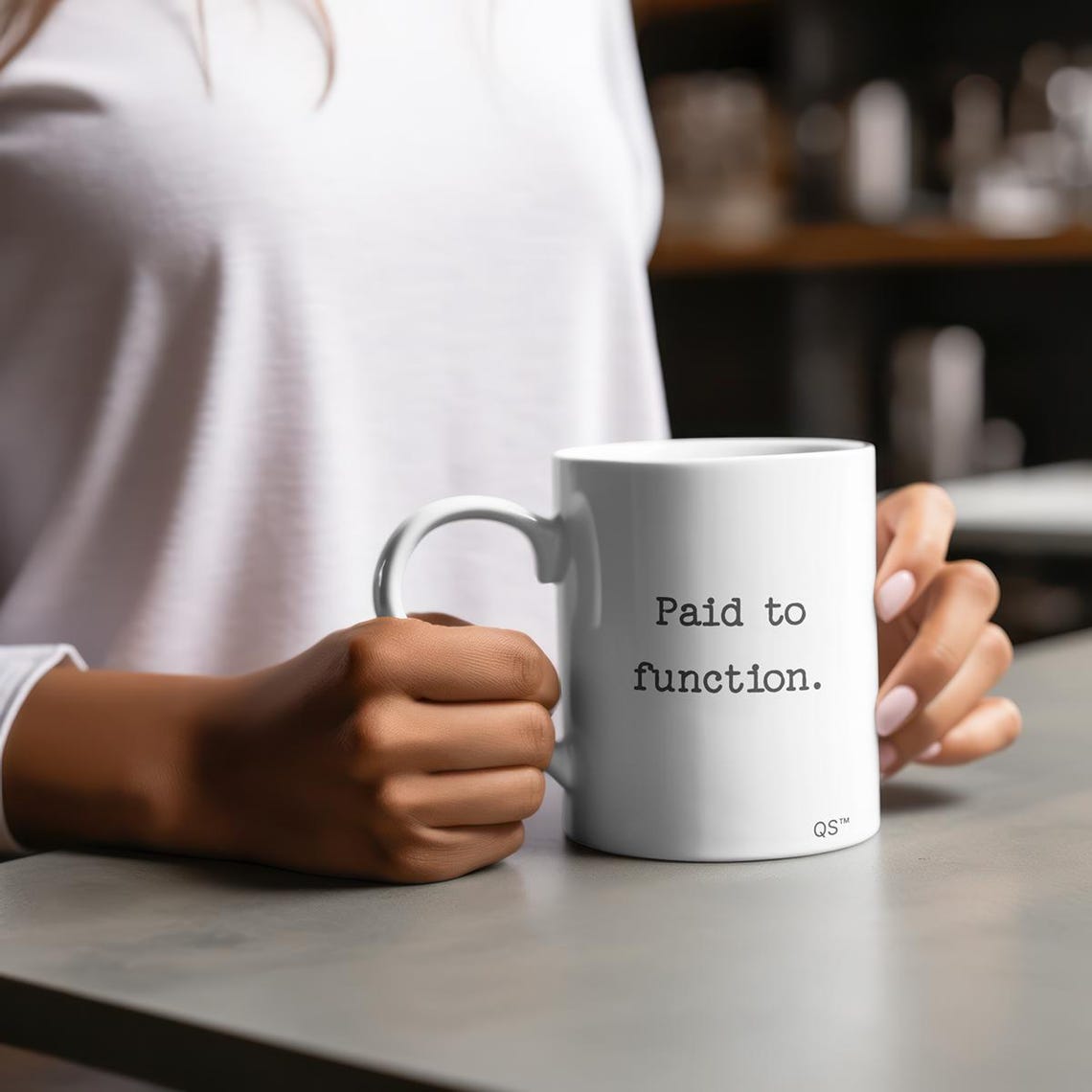 Minimalist Coffee Mug - Paid to Function - Subtle Sarcastic Work Mug - Etsy
