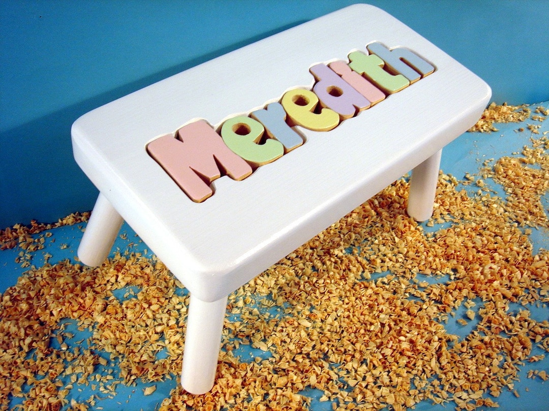 Personalized Puzzle Stool White Finish. - Etsy