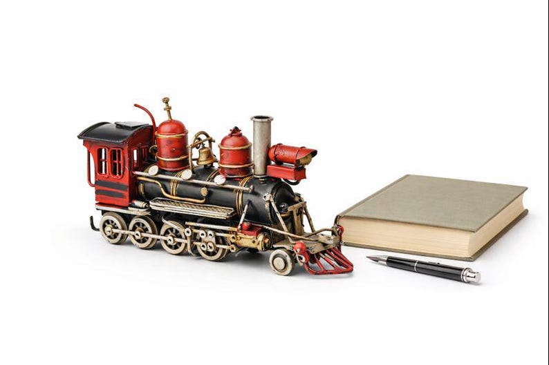 Vintage Metal Steam Locomotive Model, Industrial Desk Accent ...