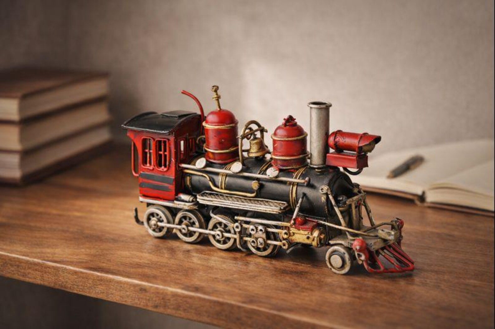 Vintage Metal Steam Locomotive Model, Industrial Desk Accent ...