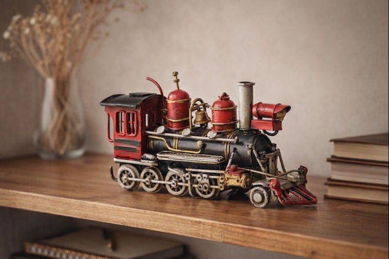 Vintage Metal Steam Locomotive Model, Industrial Desk Accent ...