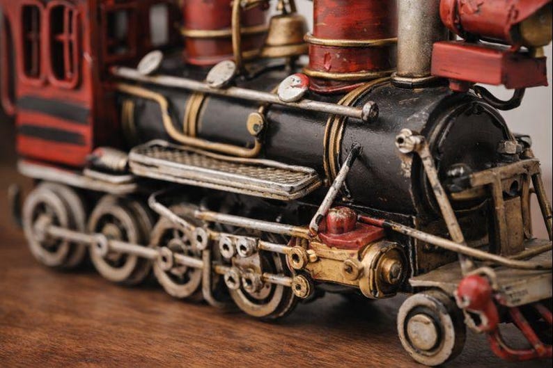 Vintage Metal Steam Locomotive Model, Industrial Desk Accent ...