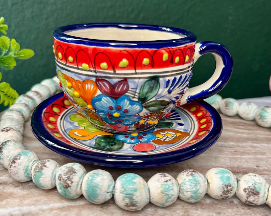 Talavera Set Mug With Plate - Etsy