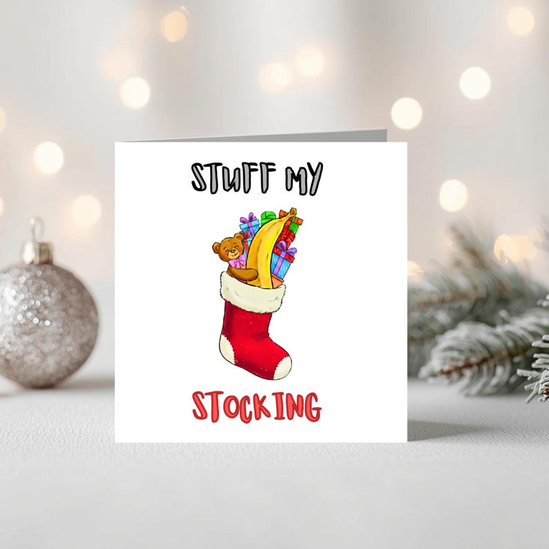 Funny Christmas Card Stuff My Stocking Cheeky Rude Xmas Card Adult ...