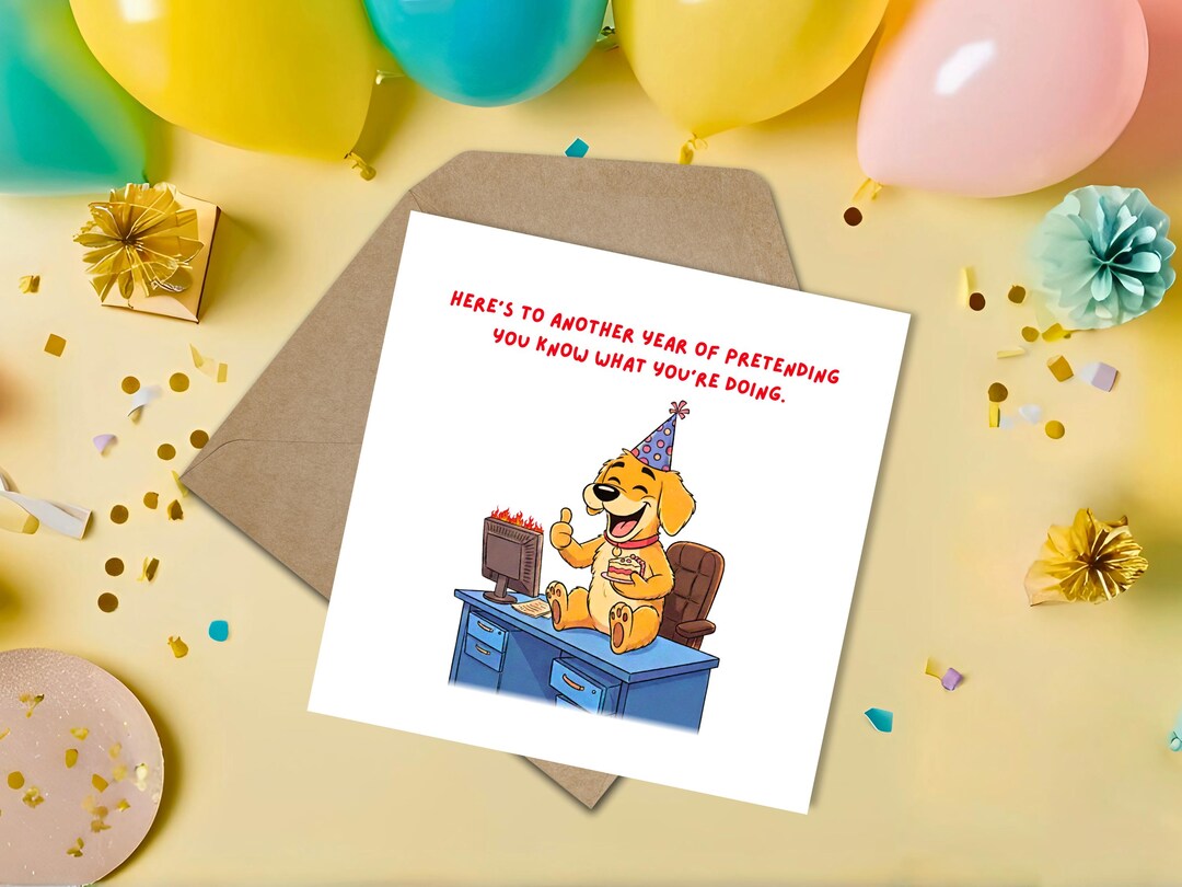 Funny Work Birthday Card, Rude Office Humour Card, Cute Dog Birthday ...