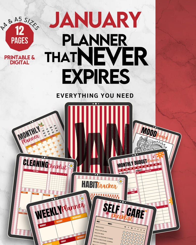 January 2026 Printable Digital Journal - Habit Tracker - Monthly ...